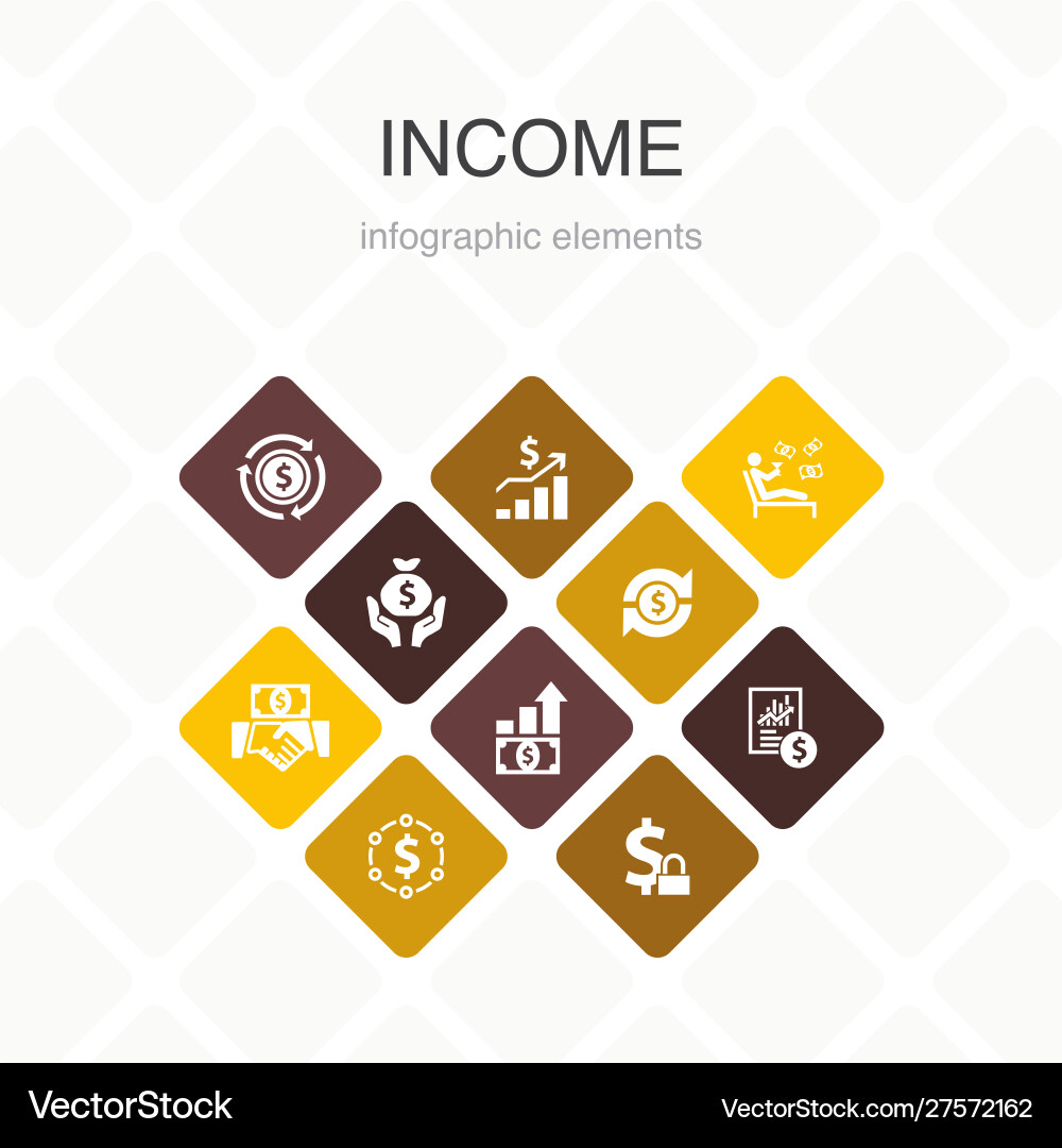 Income infographic 10 option color designsave Vector Image