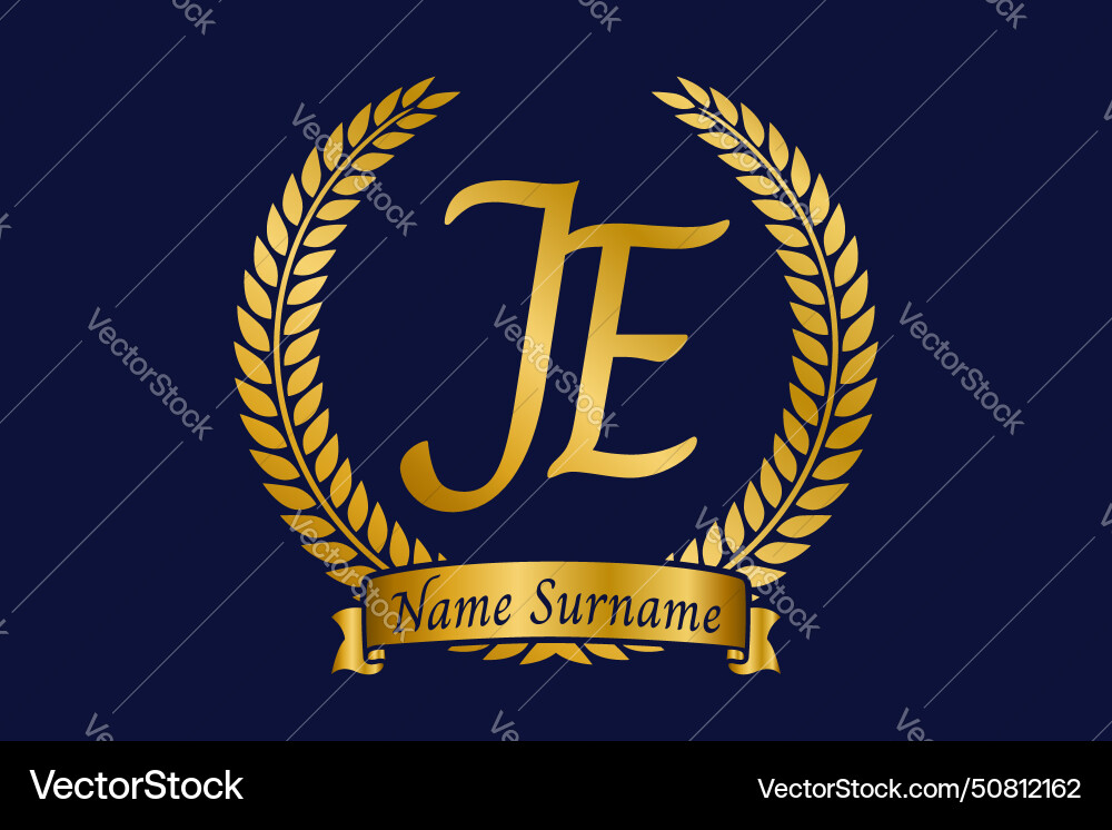 Initial letter j and e je monogram logo design Vector Image