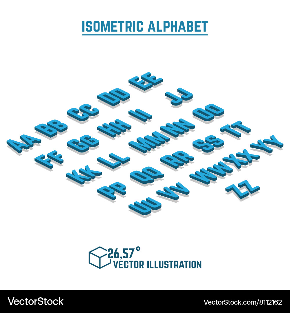 Isometric alphabet and font Royalty Free Vector Image