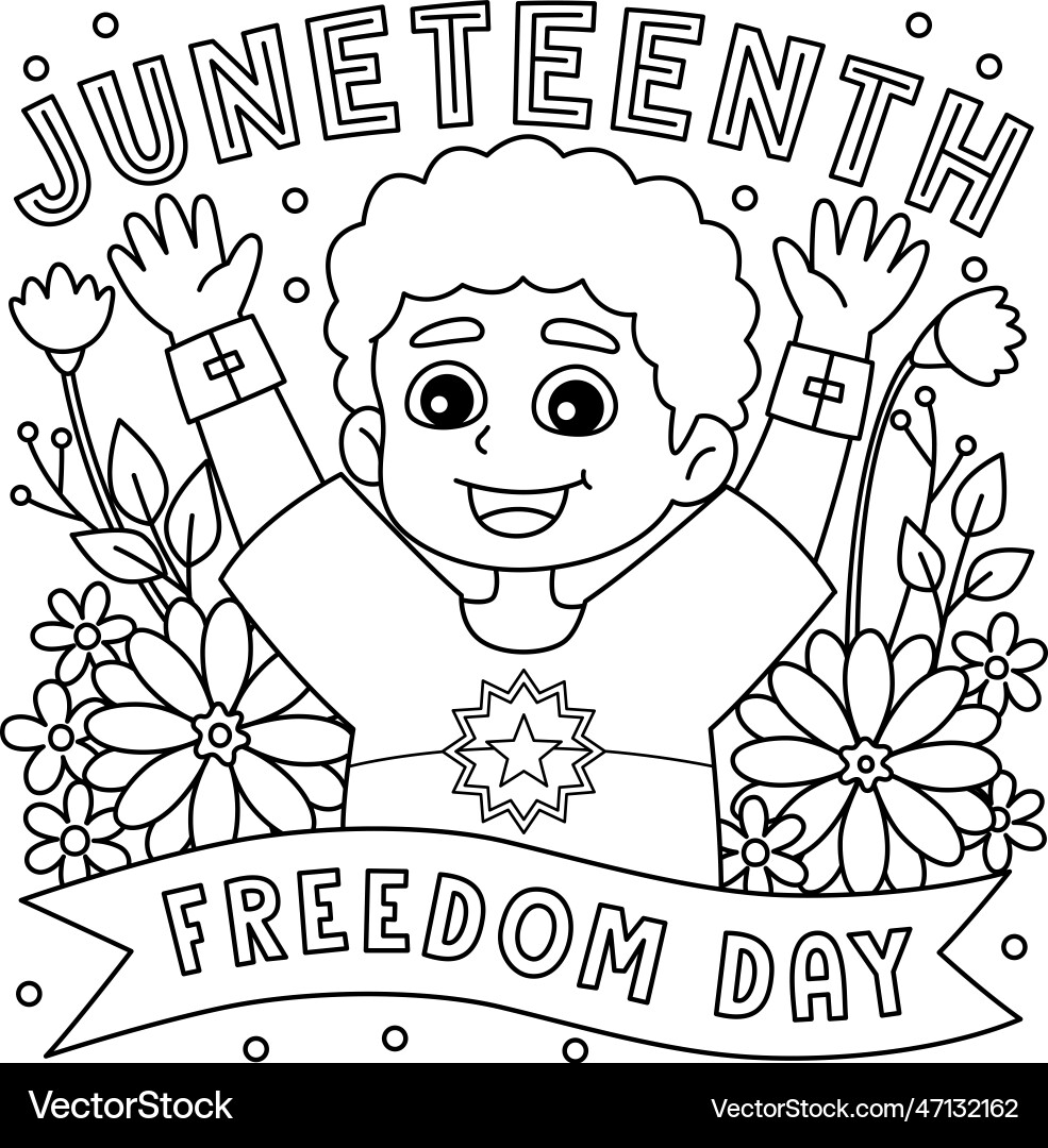 Juneteenth freedom day coloring page for kids Vector Image
