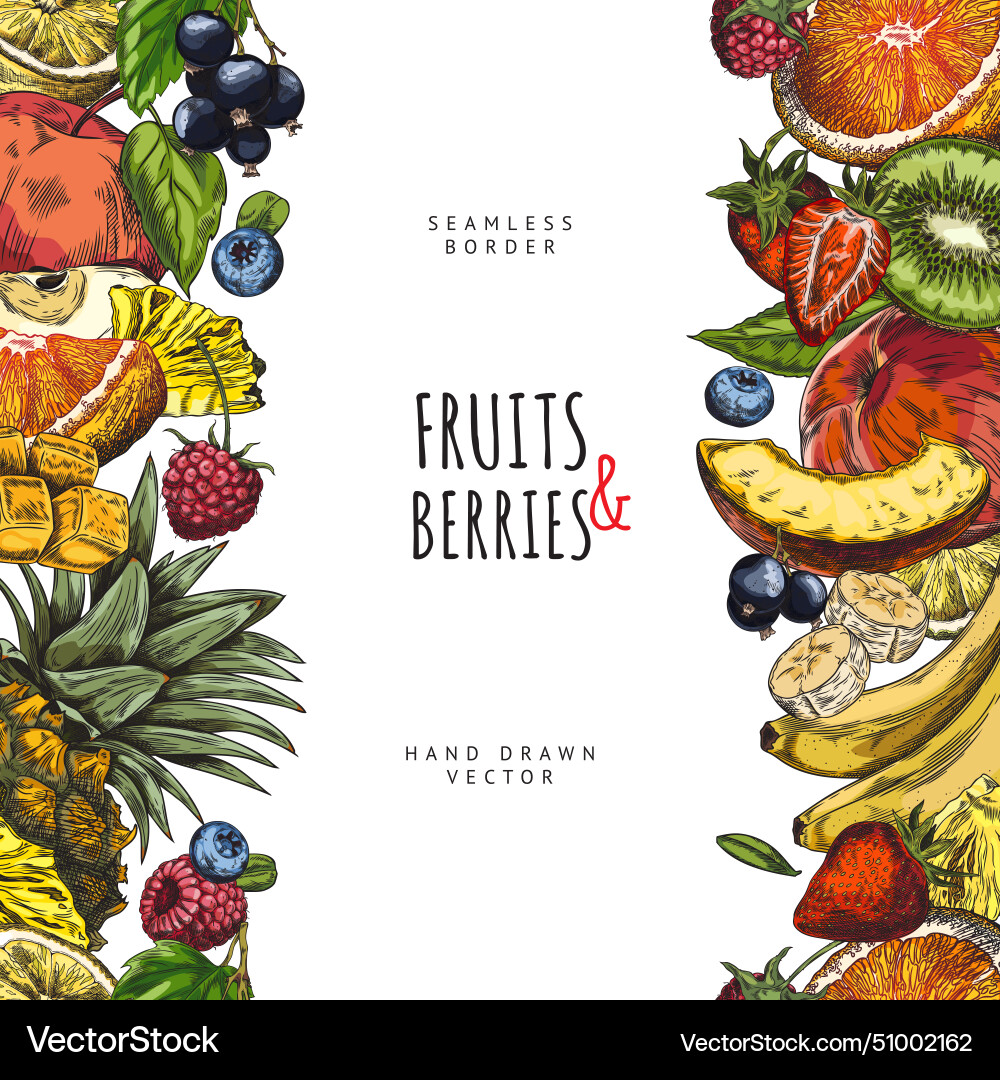 Map of fruits and berries with text space Vector Image