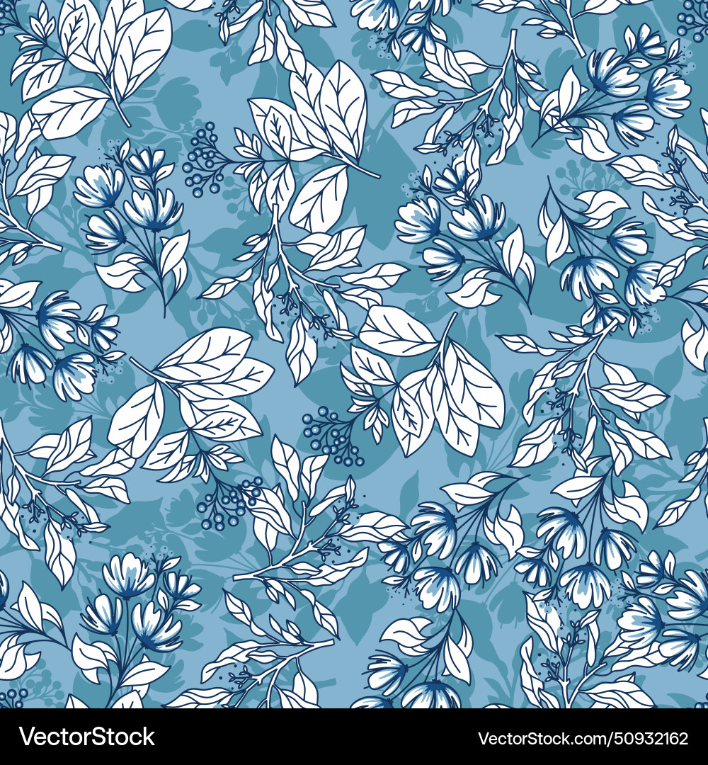 Monochrome leaves and branches seamless pattern Vector Image Monochrome leaves and branches seamless pattern Vector Image