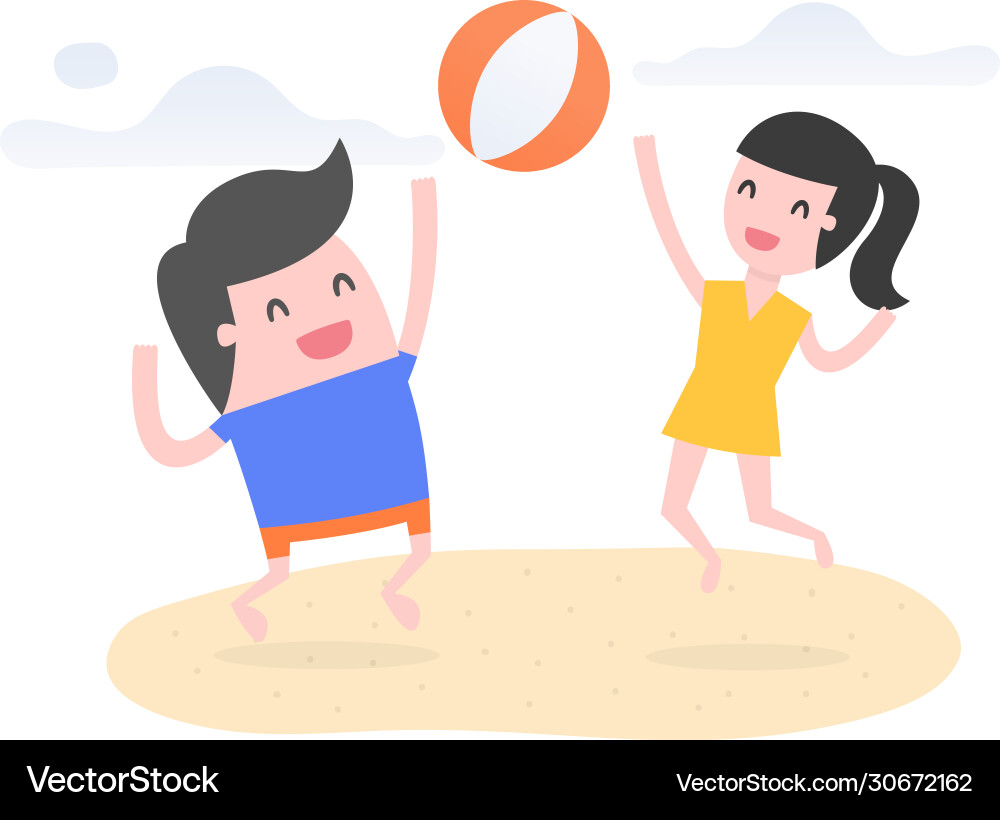 People play beach ball Royalty Free Vector Image