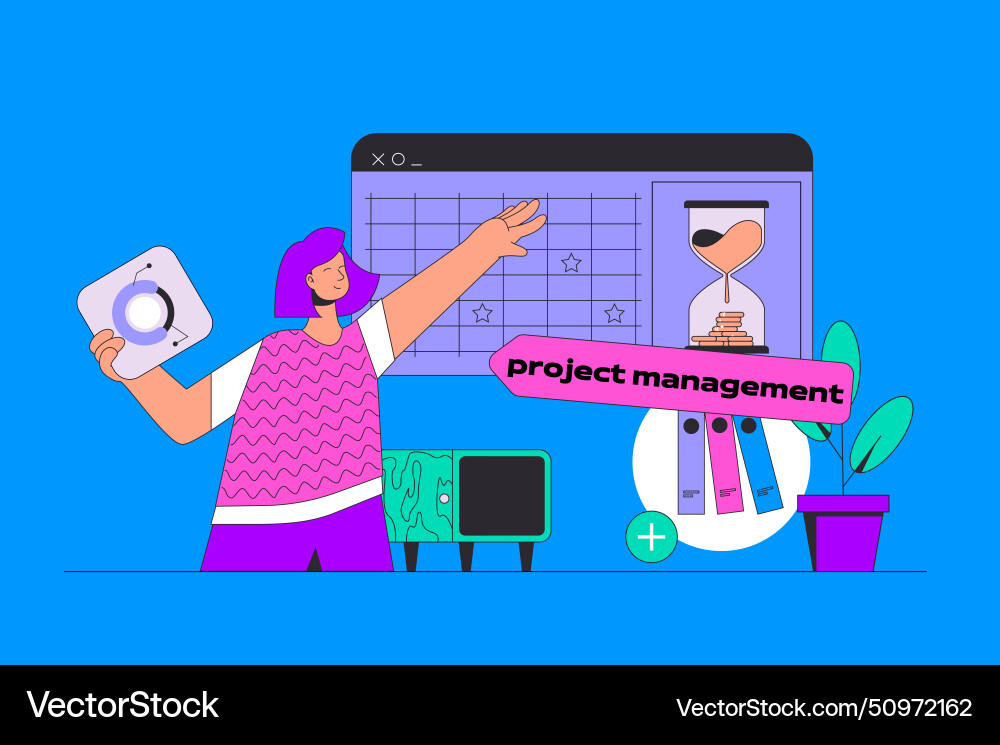 Project management concept in modern flat design Vector Image