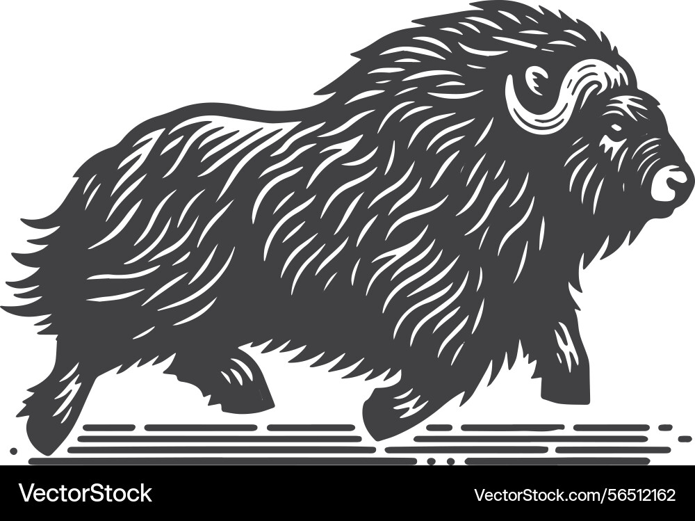 Simple musk ox running icon design vintage retro Vector Image