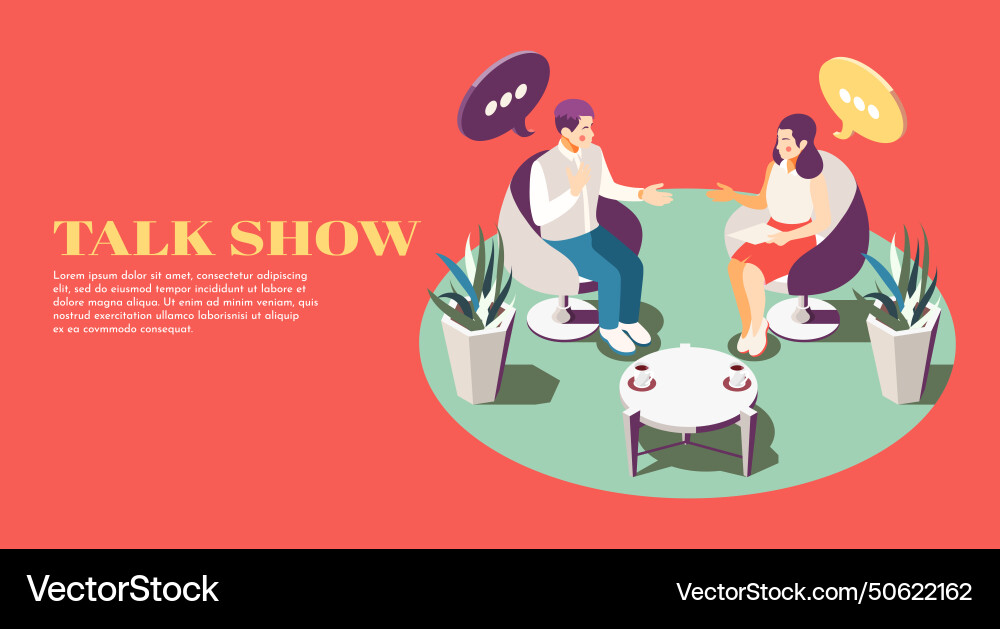Talk show isometric background Royalty Free Vector Image