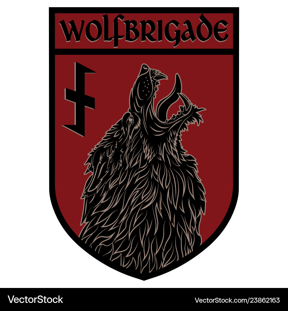 Design patch heraldic shield with a werewolf Vector Image