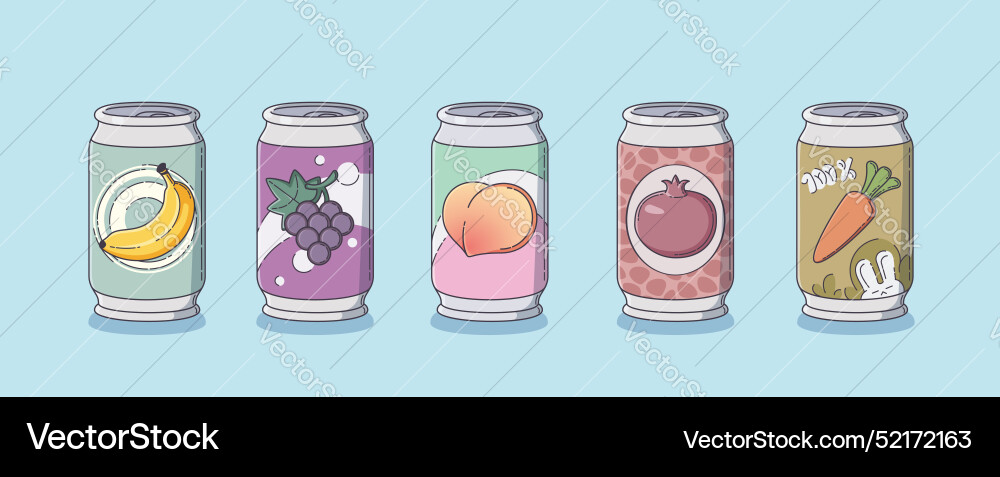 Fruit soda drink can carbonated juice bottle Vector Image
