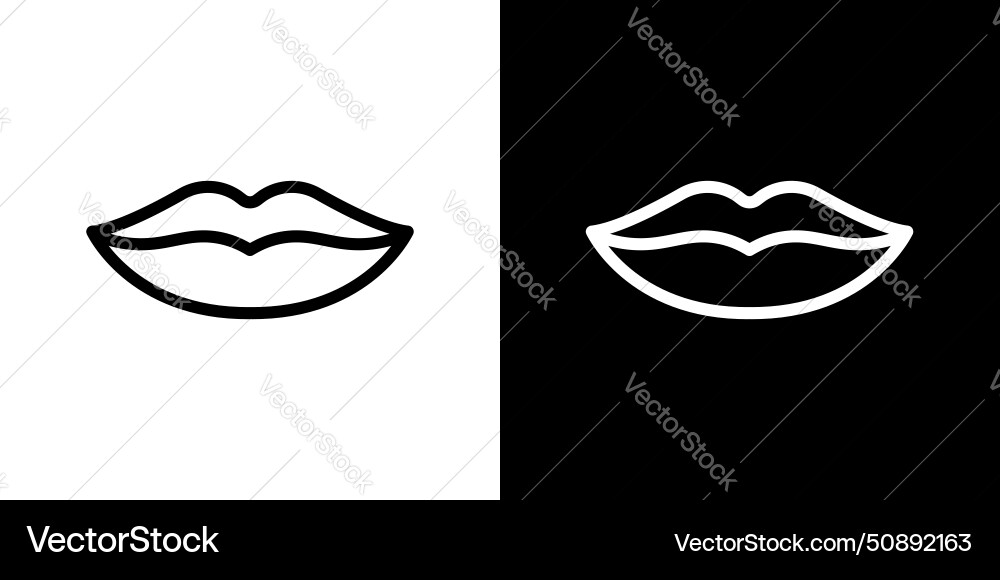 Lips icon set kiss shape silhouette lipstick mark Vector Image