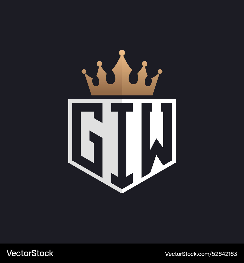 Luxury giw logo with crown elegant initials Vector Image