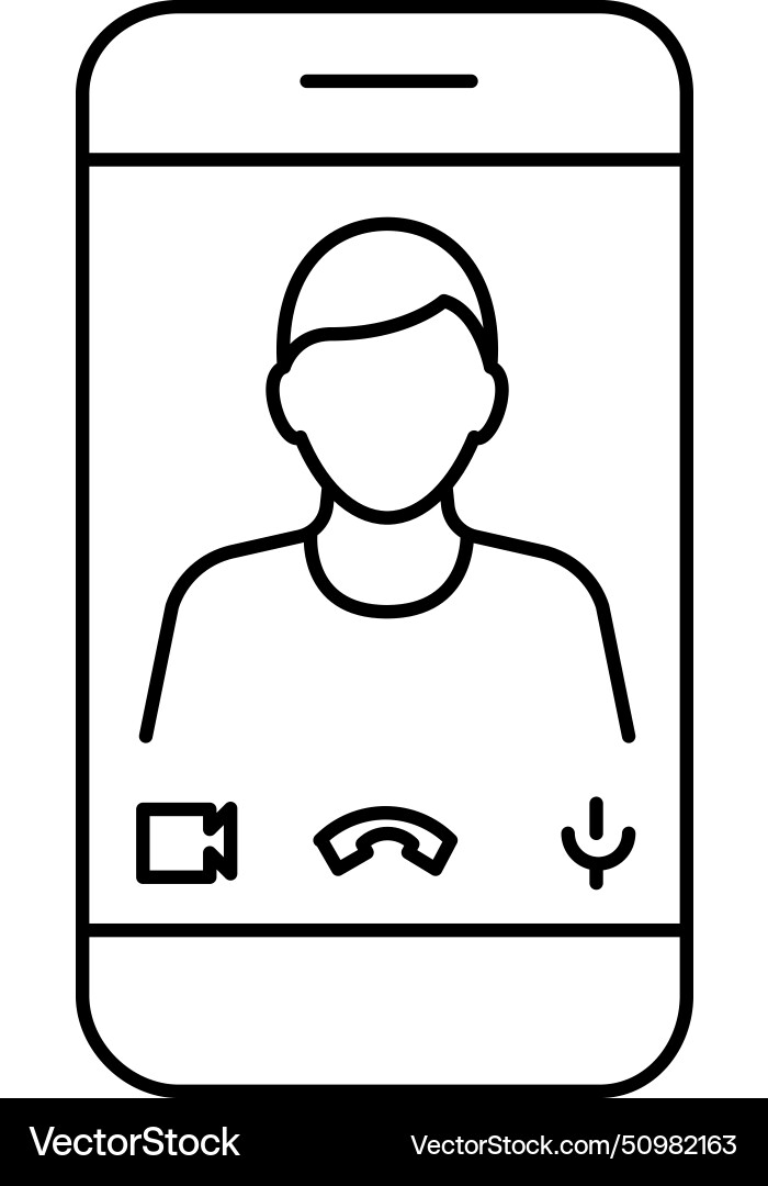 Video call in smartphone line icon Royalty Free Vector Image