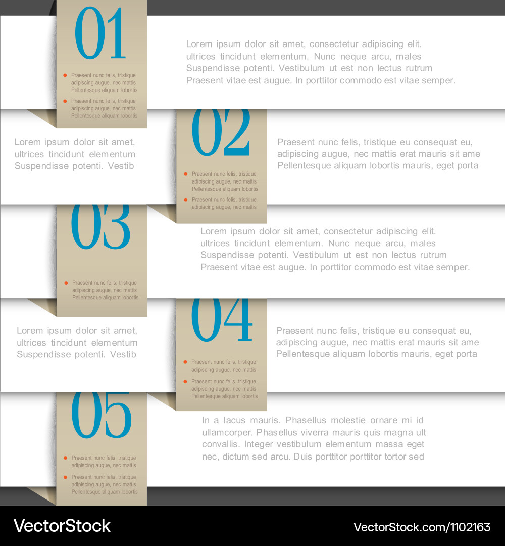 White paper numbered banners Royalty Free Vector Image