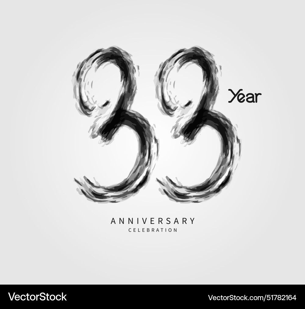 33 year anniversary celebration logo black brush Vector Image