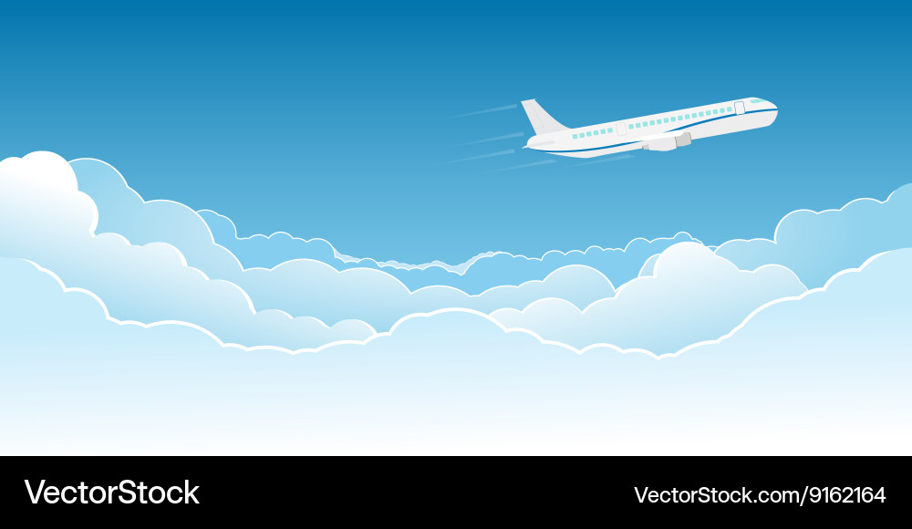 Airplane flying high in the sky Royalty Free Vector Image