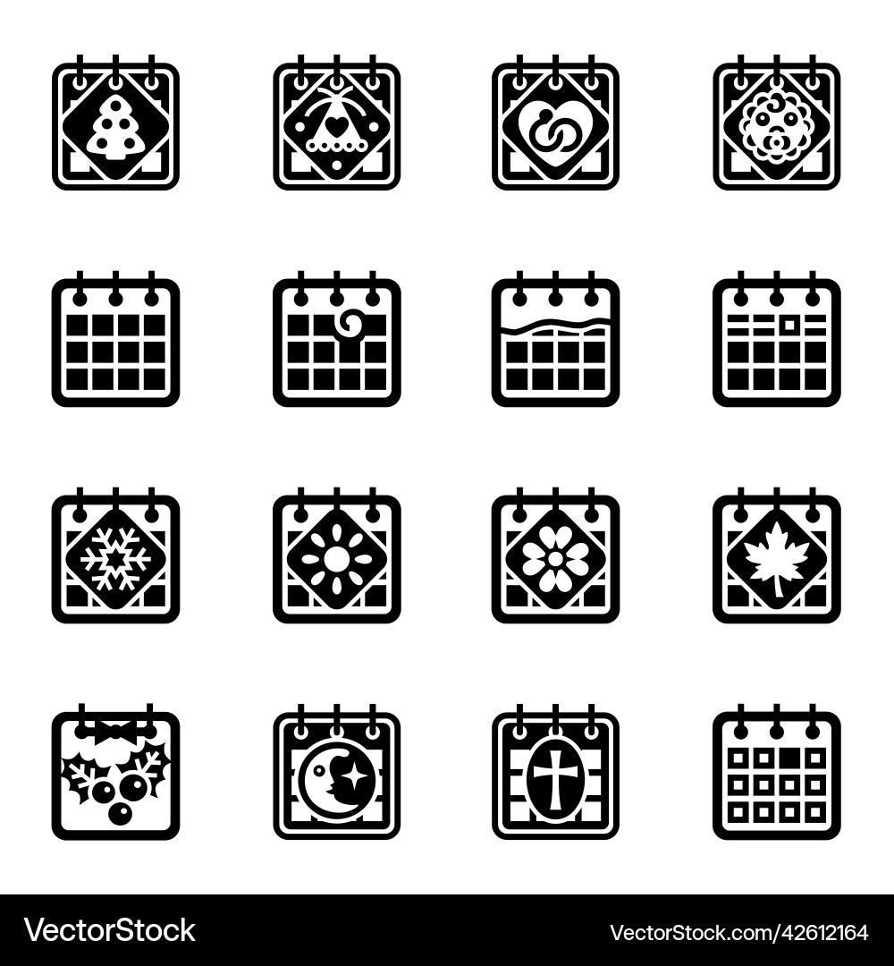 Calendar icon set Royalty Free Vector Image - VectorStock