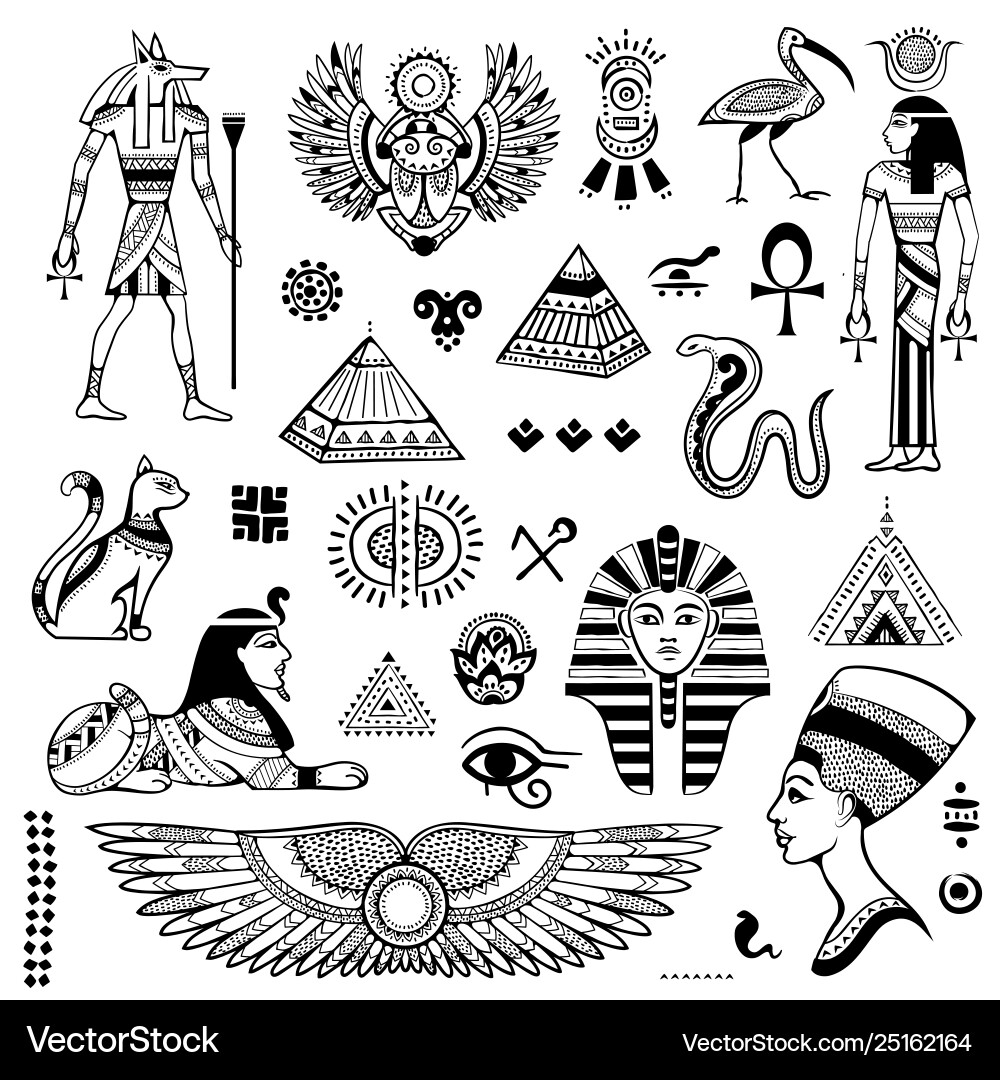 Egyptian Tribal Pattern - Hieroglyphs & Symbols