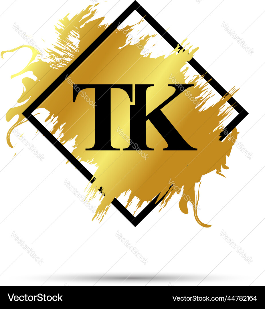 Gold tk logo symbol art design Royalty Free Vector Image