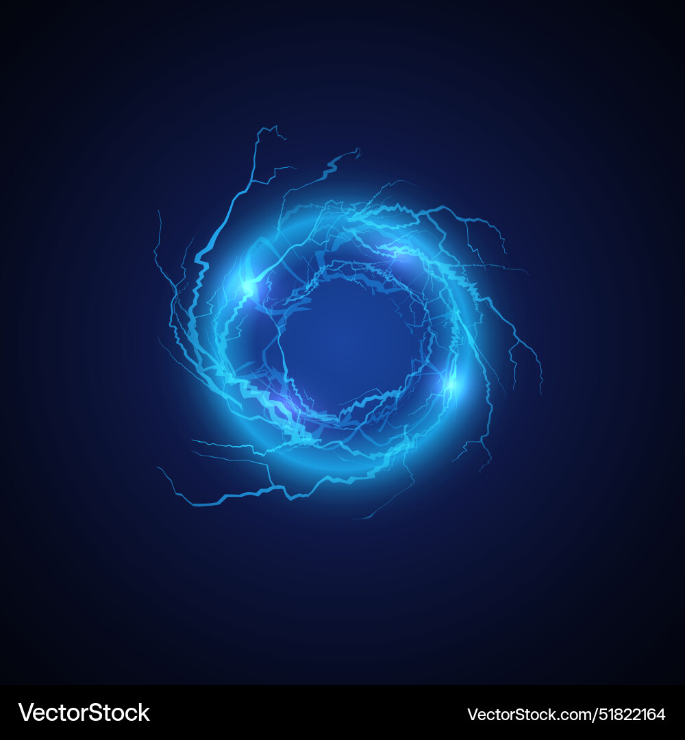 Lightning round frame bright power blue Royalty Free Vector