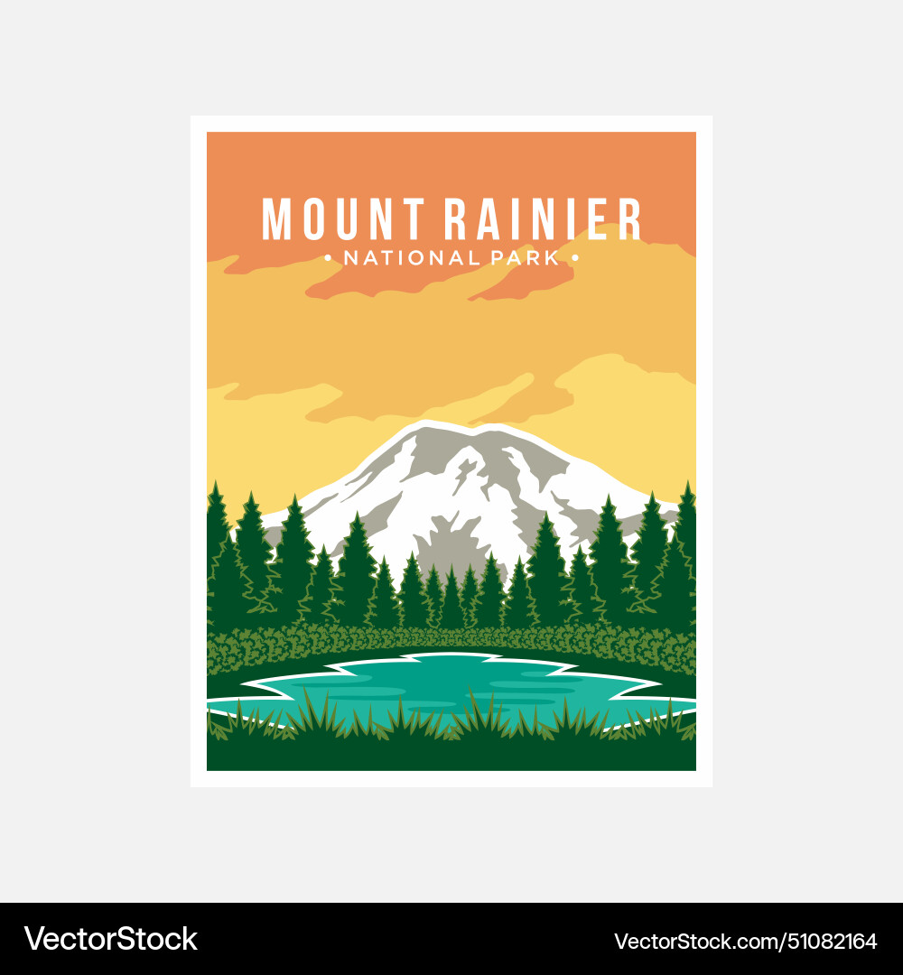 Mount rainier national park poster Royalty Free Vector Image