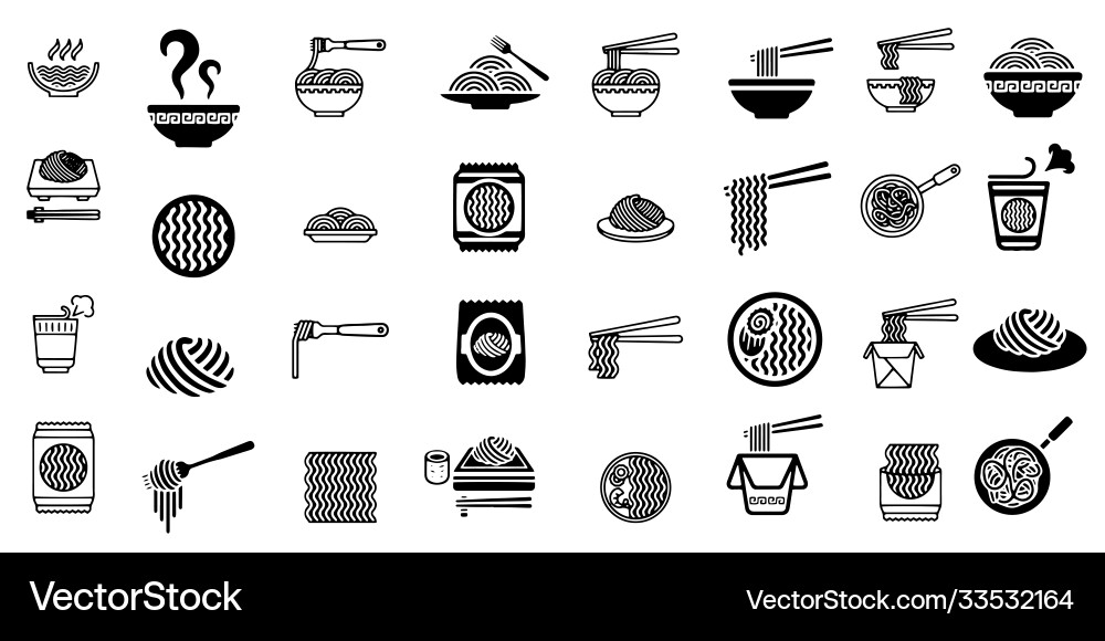 Noodles icon set style stock Royalty Free Vector Image