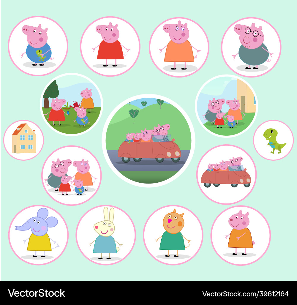 Peppa and friends sticker Royalty Free Vector Image
