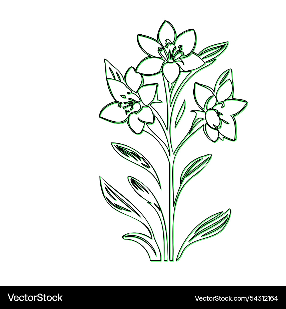 Simple line art flower Royalty Free Vector Image