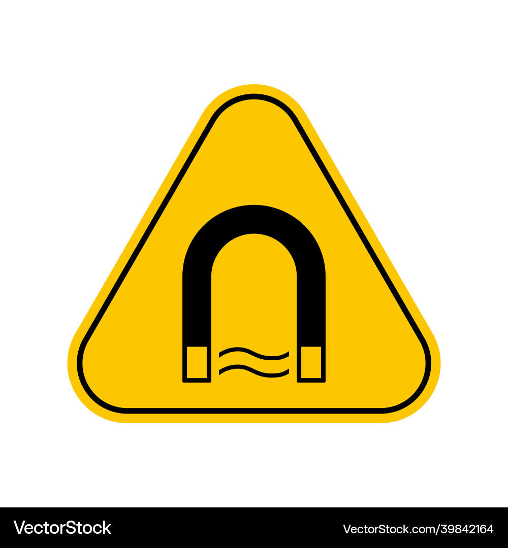 Starkes magnetisches Feld Warnzeichen gelb Vektorbild