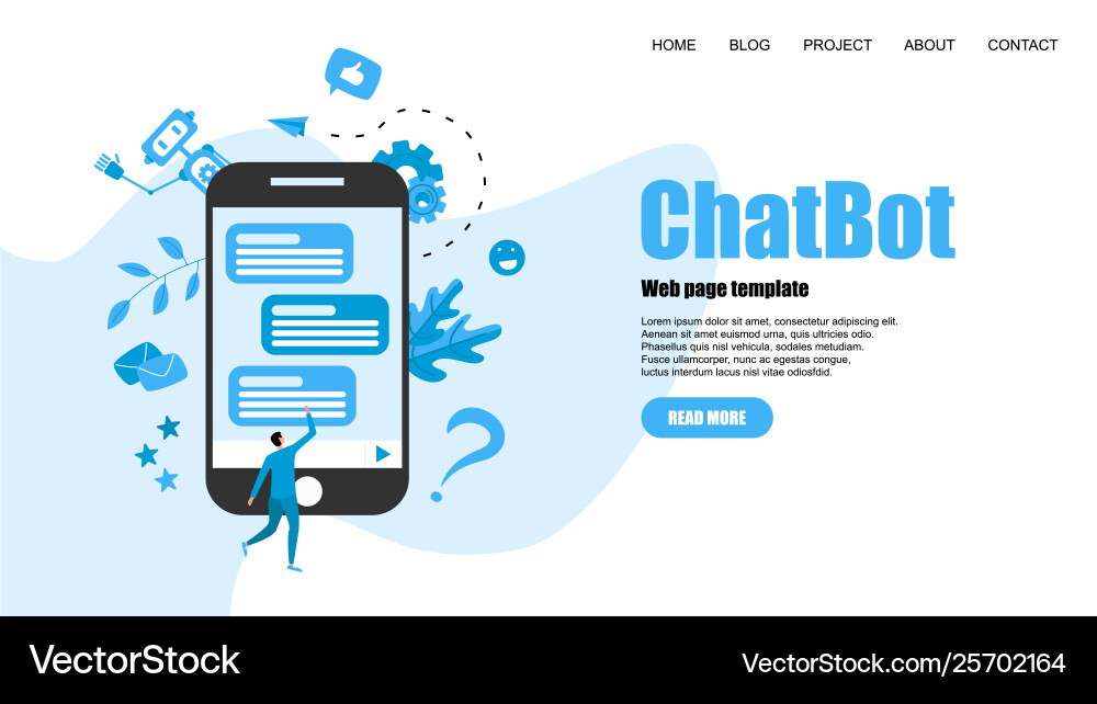 Webpage template chatbot business concept Vector Image