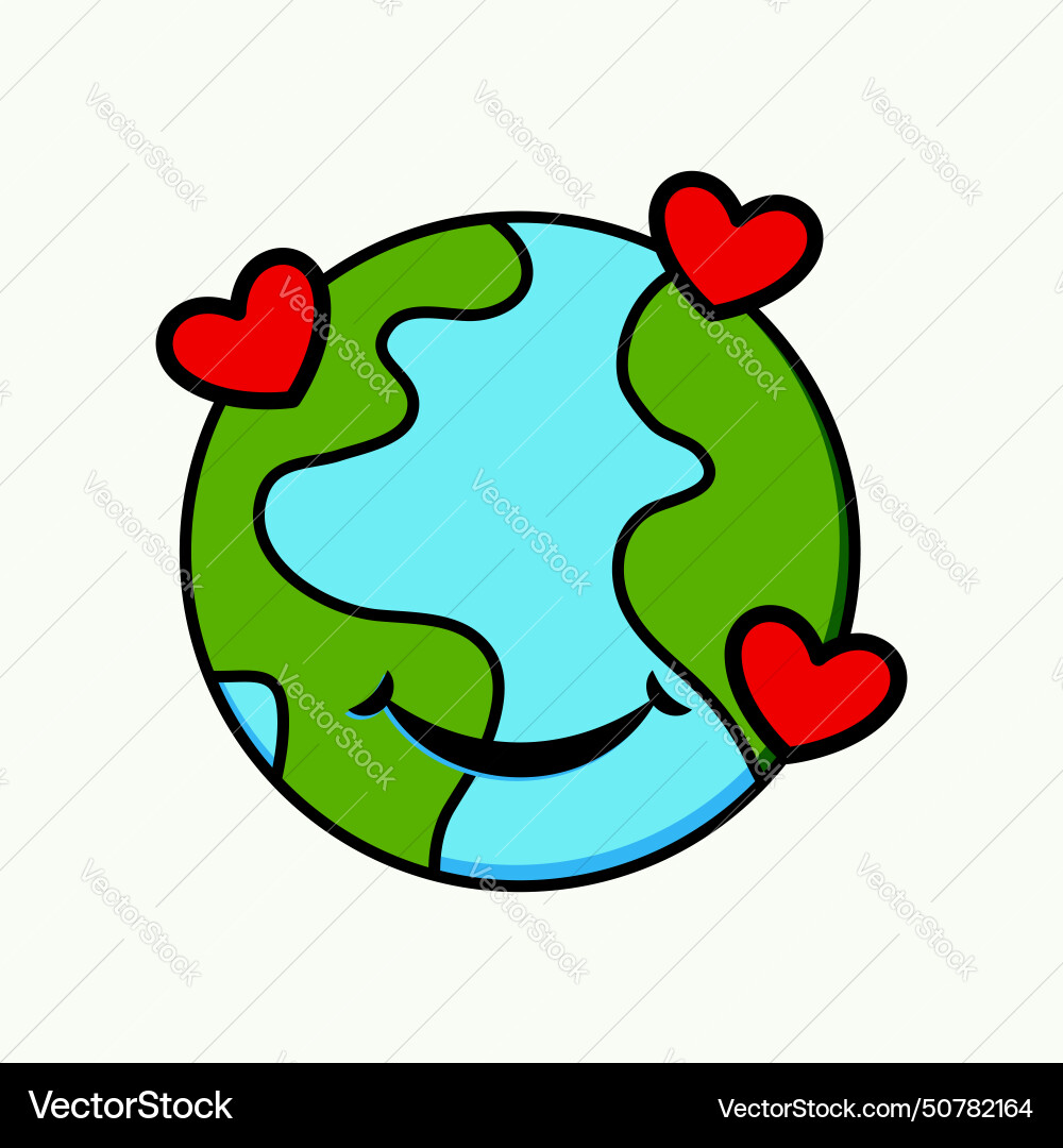 World earth day with groovy style Royalty Free Vector Image