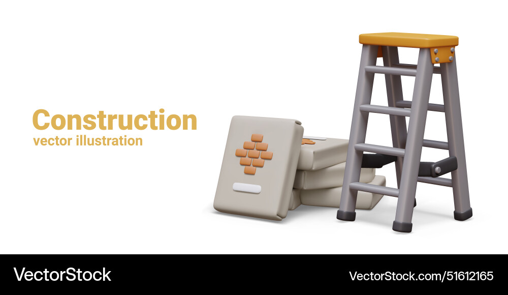 Construction scene folding metal ladder Royalty Free Vector