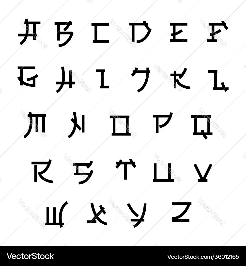 Font in japan style asian type Royalty Free Vector Image