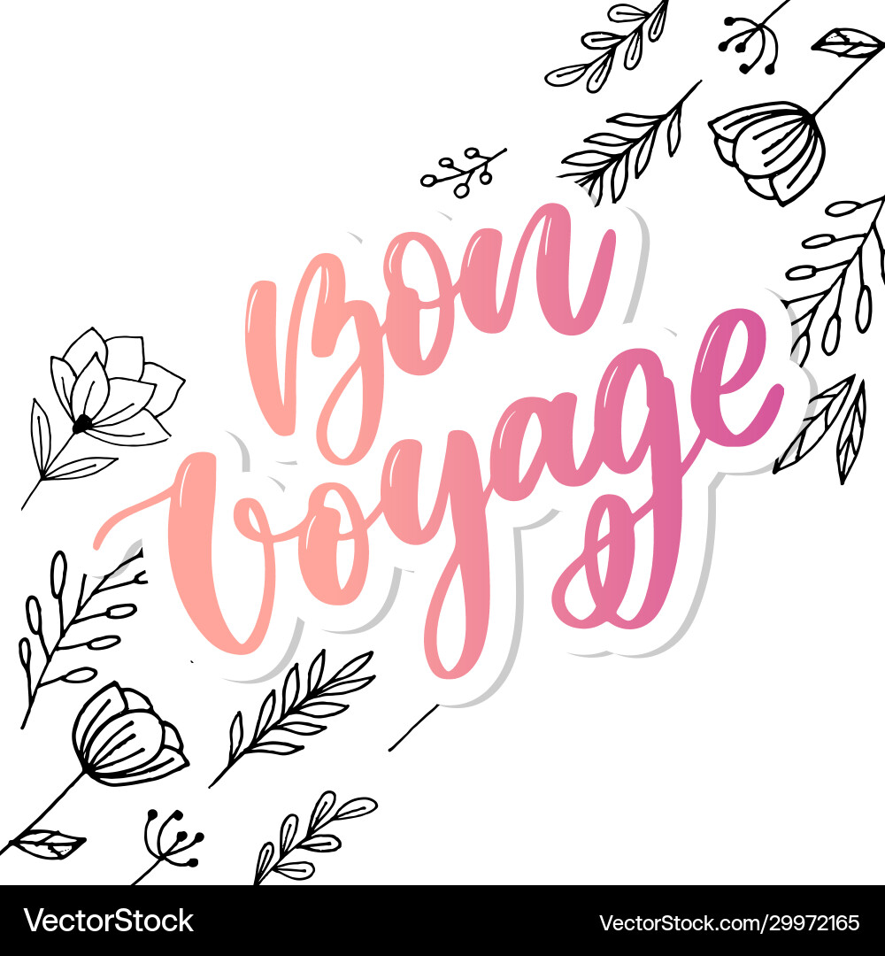 Hand gezeichnete Briefing Bon Voyage Wort Hände Vektorbild