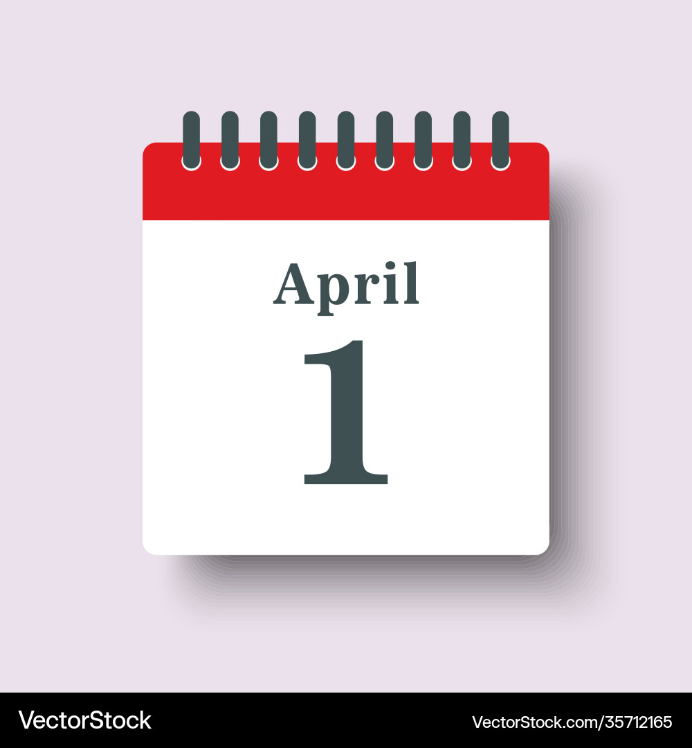 Icon day date 1 april template calendar page Vector Image