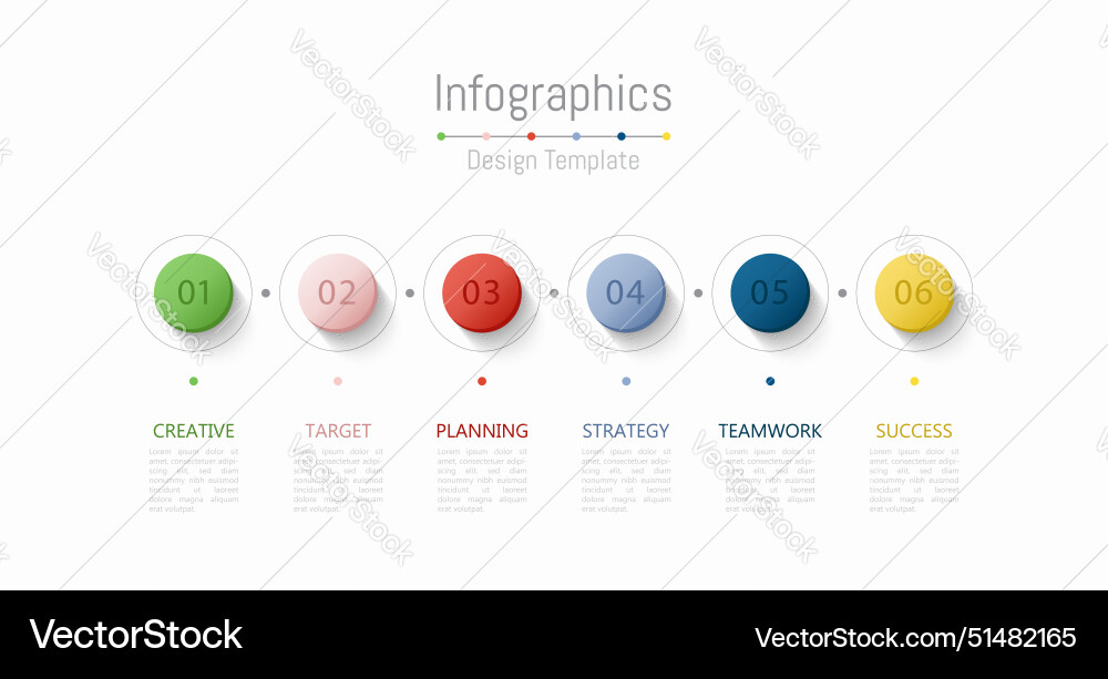 Infographic 6 options design elements Royalty Free Vector