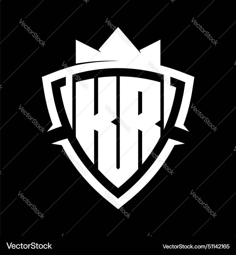 Kr letter monogram with triangle curve shield Vector Image