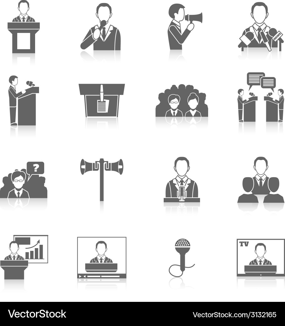 Public speaking icons Royalty Free Vector Image