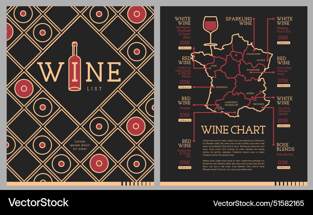 Restaurant modern line art wine menu design Vector Image