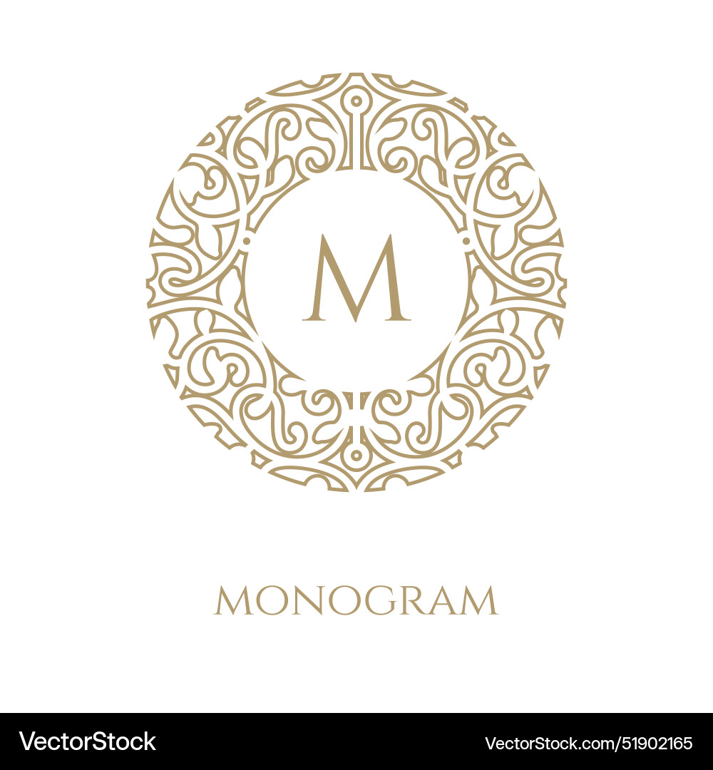 Round frame monogram Royalty Free Vector Image