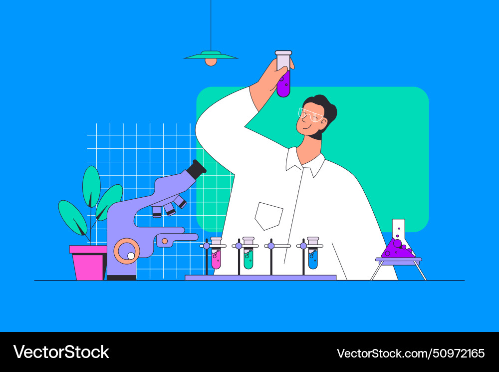 Science laboratory concept in modern flat design Vector Image