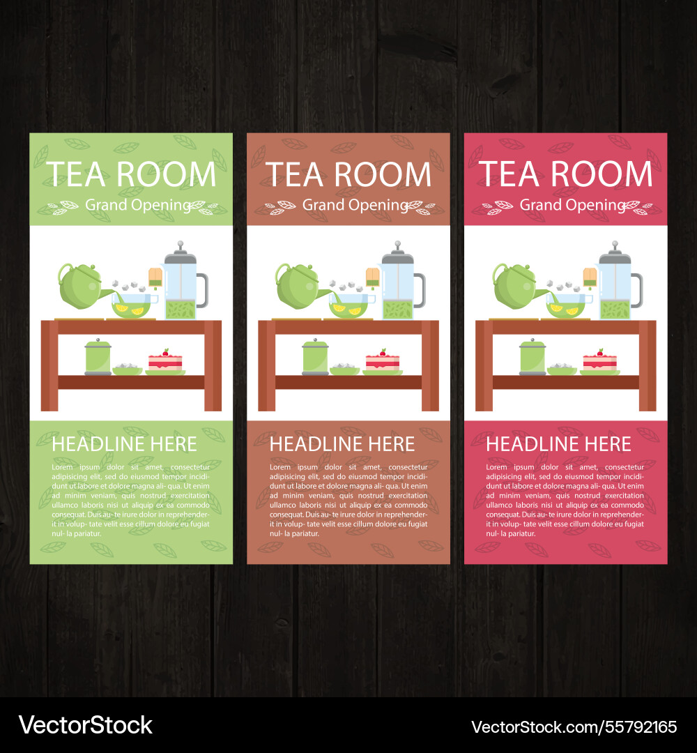 Tea room flyer collection Royalty Free Vector Image