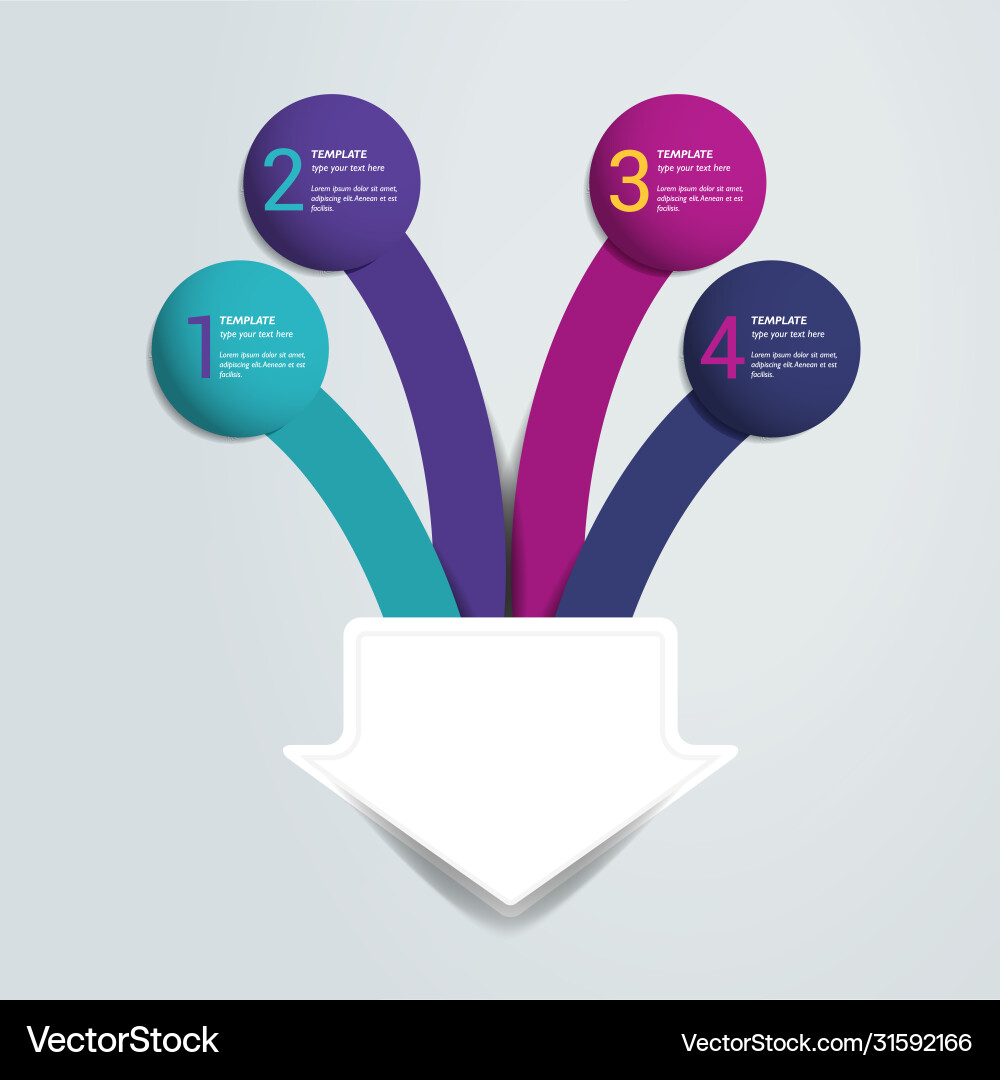 4 arrows merging into one point infographics Vector Image