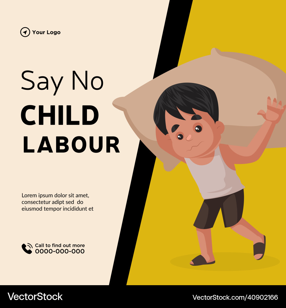 Banner design of child labour Royalty Free Vector Image