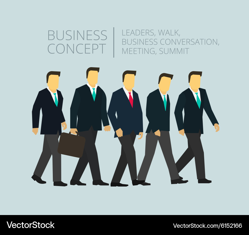 Business group team walking five people go Vector Image