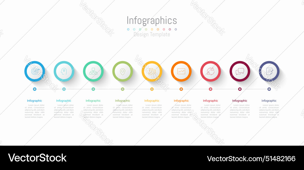 Infographic 9 options design elements Royalty Free Vector