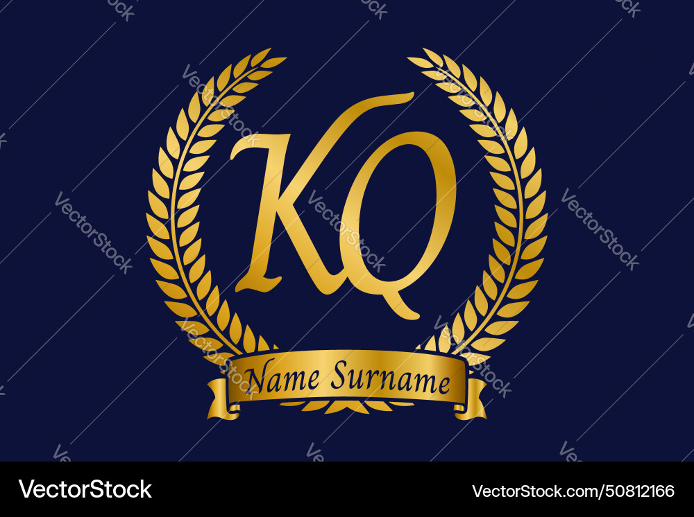 Initial letter k and q kq monogram logo design Vector Image