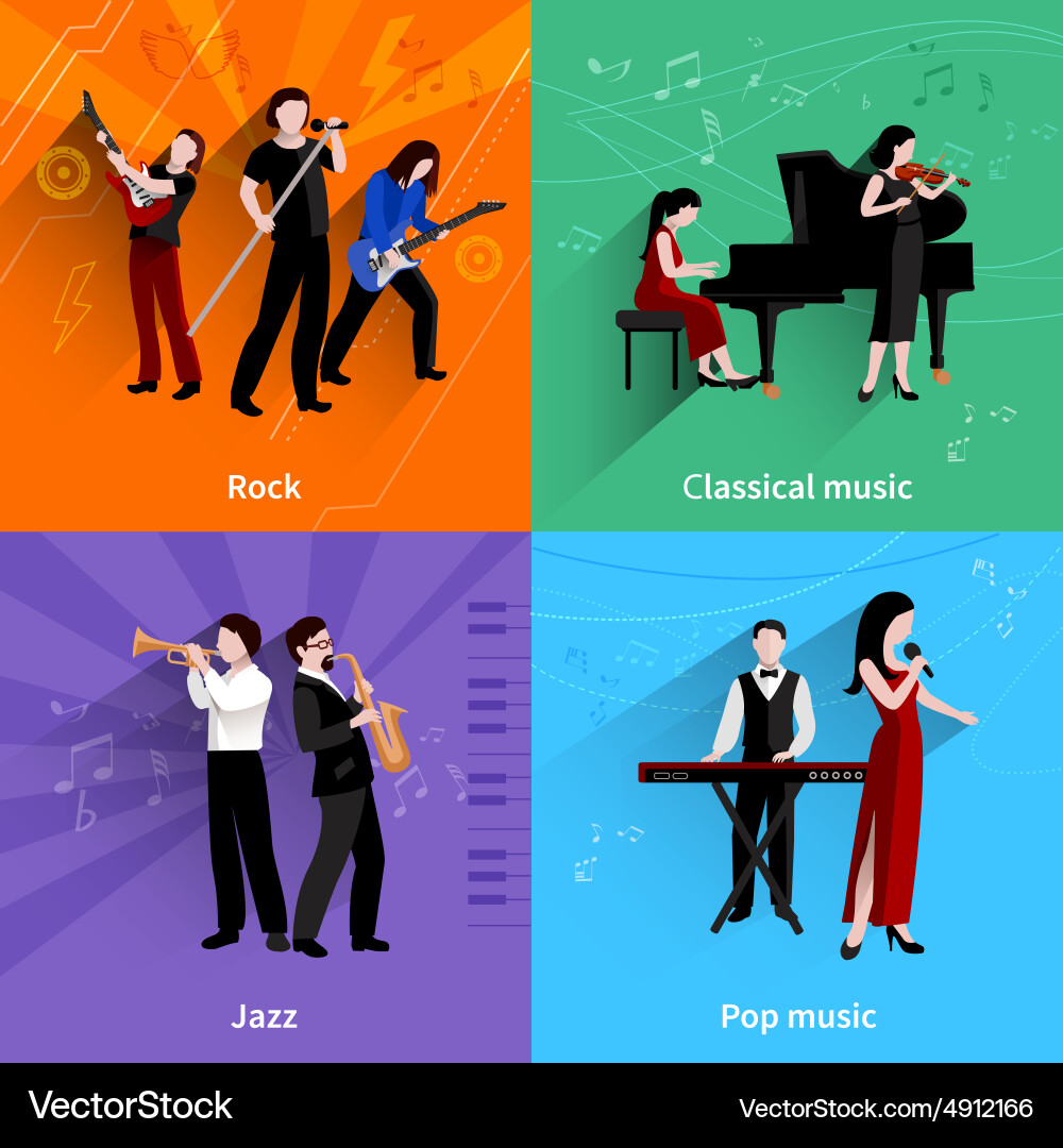 Musicians flat set Royalty Free Vector Image - VectorStock