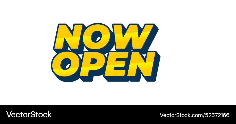 Now open text effect in 3d style with good colors Vector Image