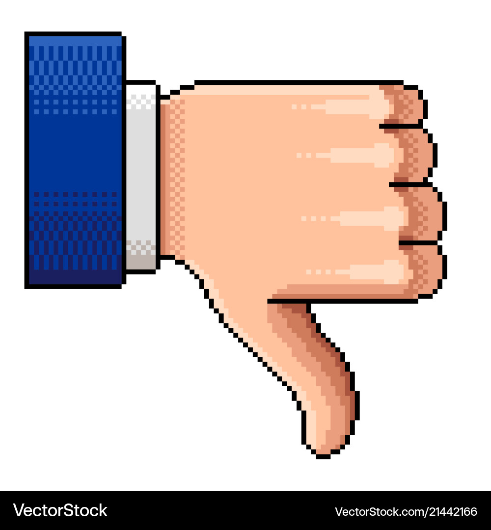 Pixel thumb down dislike isolated Royalty Free Vector Image