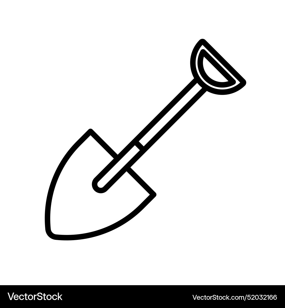 Short spade icon linear logo mark in black Vector Image