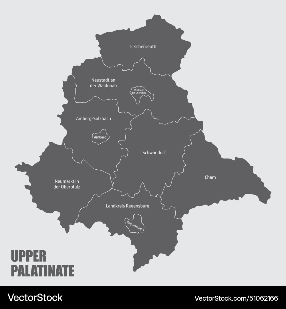Upper palatinate administrative map Royalty Free Vector